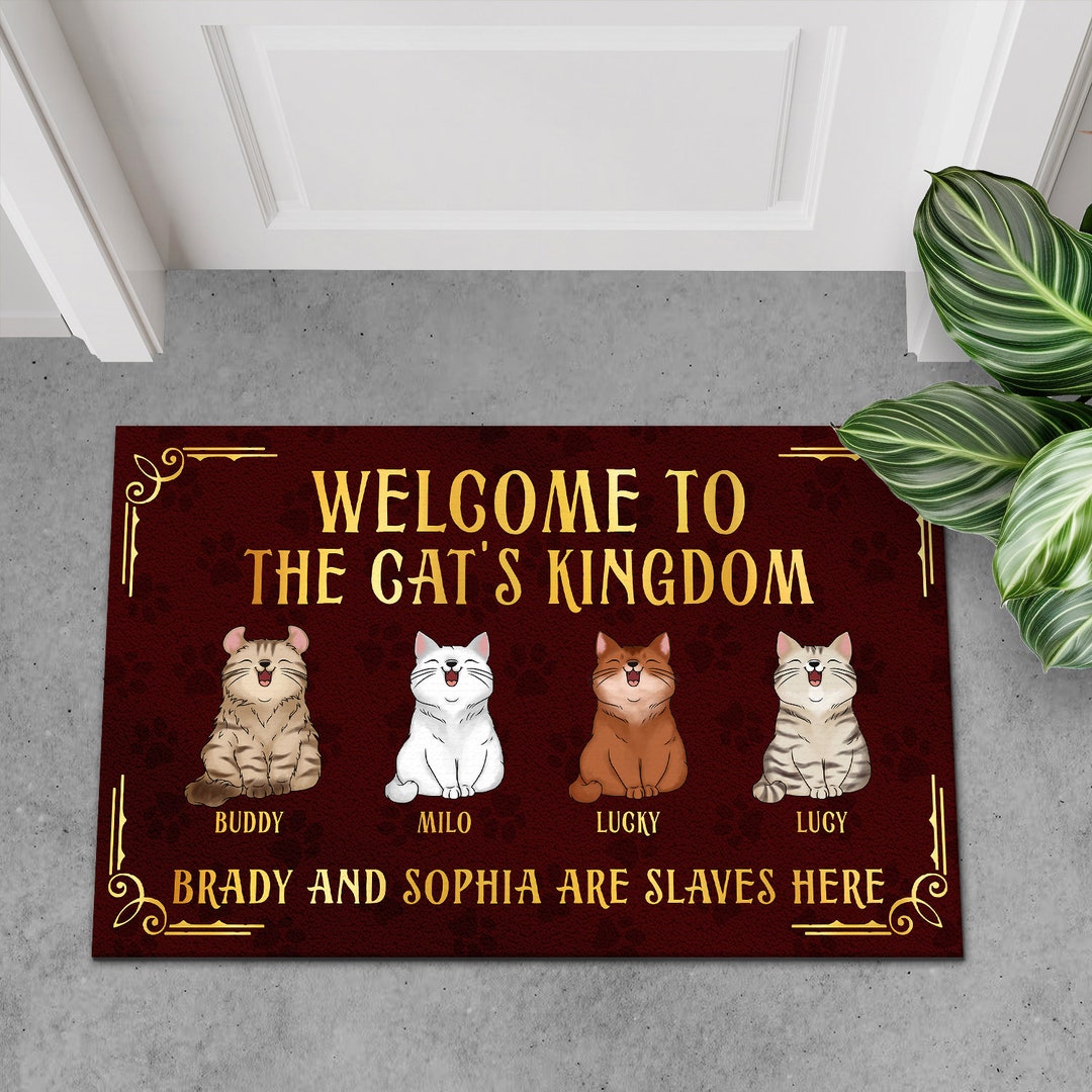 Welcome to the Cat's Kingdom Door Mat, Cat Lover Gifts, Cat Mom Gift ...