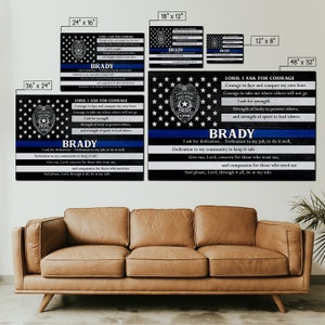 Thin Blue Line Flag Police Prayer Personalized Canvas Print, Custom ...