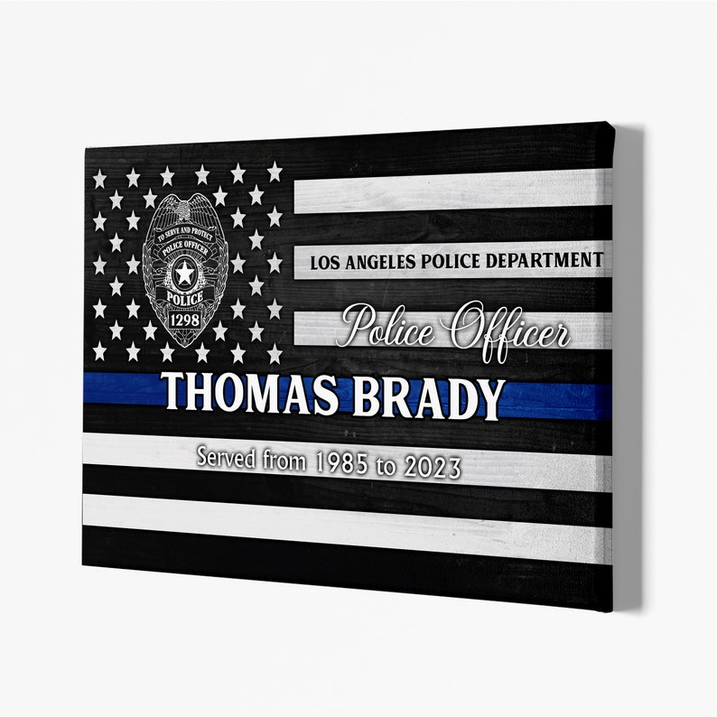 Police Retirement Gifts Personalized Thin Blue Line Canvas - Etsy