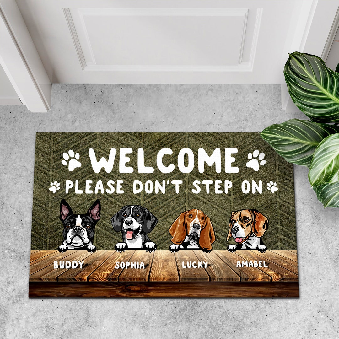 Dog Welcome Mat, Welcome Please Don't Step on Doormat, Personalized Dog ...