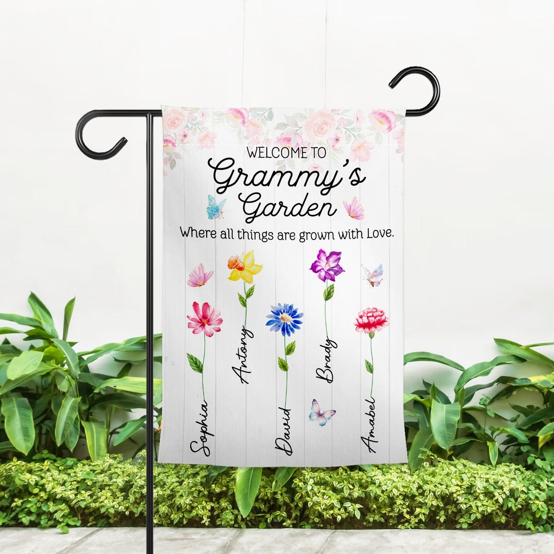 Welcome to Grammy's Garden Garden Flags, Personalized Garden Flag ...
