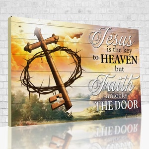 Jesus is the Key to Heaven Canvas, Jesus Poster, Jesus Wall Art, Canvas ...
