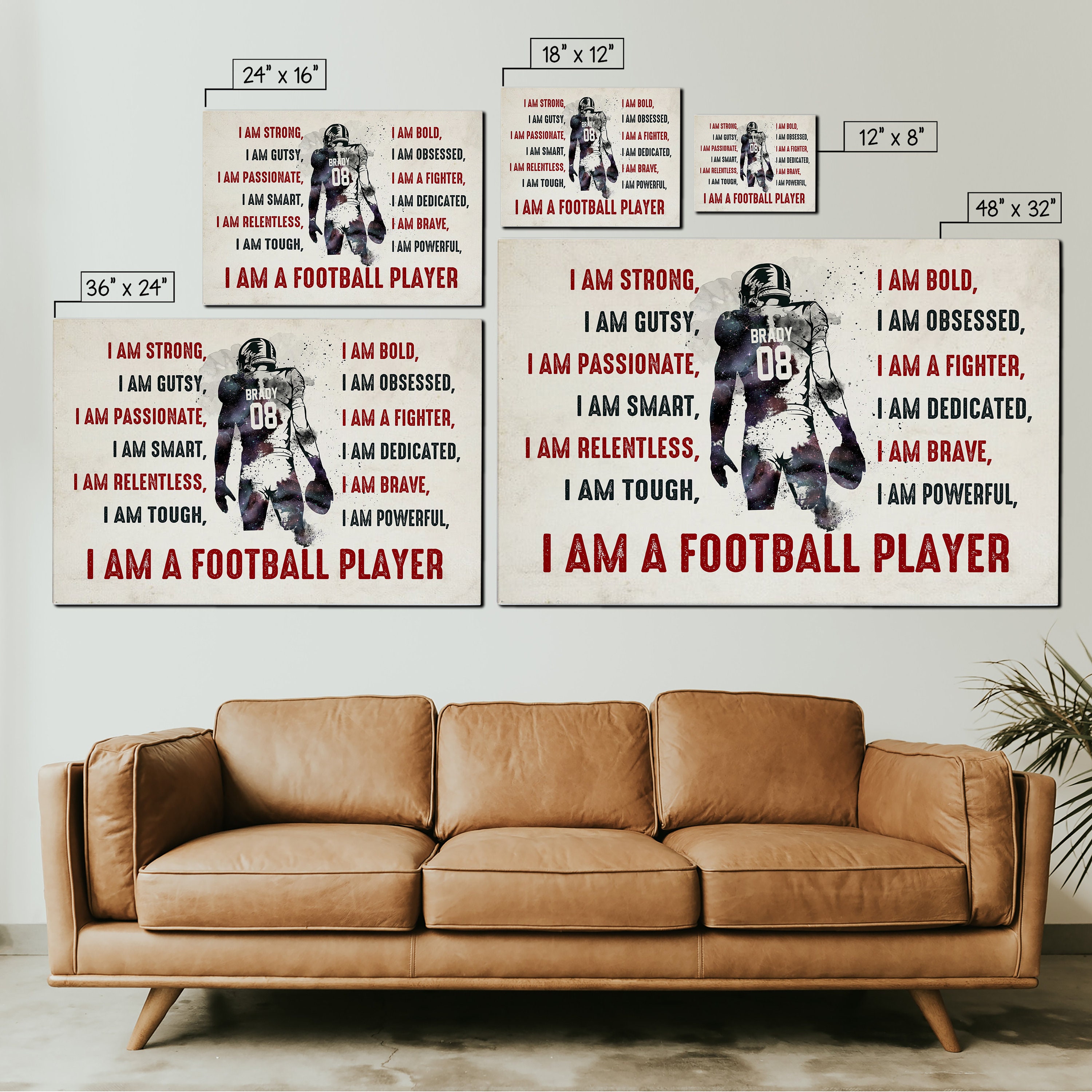 Custom Canvas, I Am A Football Player Canvas, Wall Art for Living Room ...
