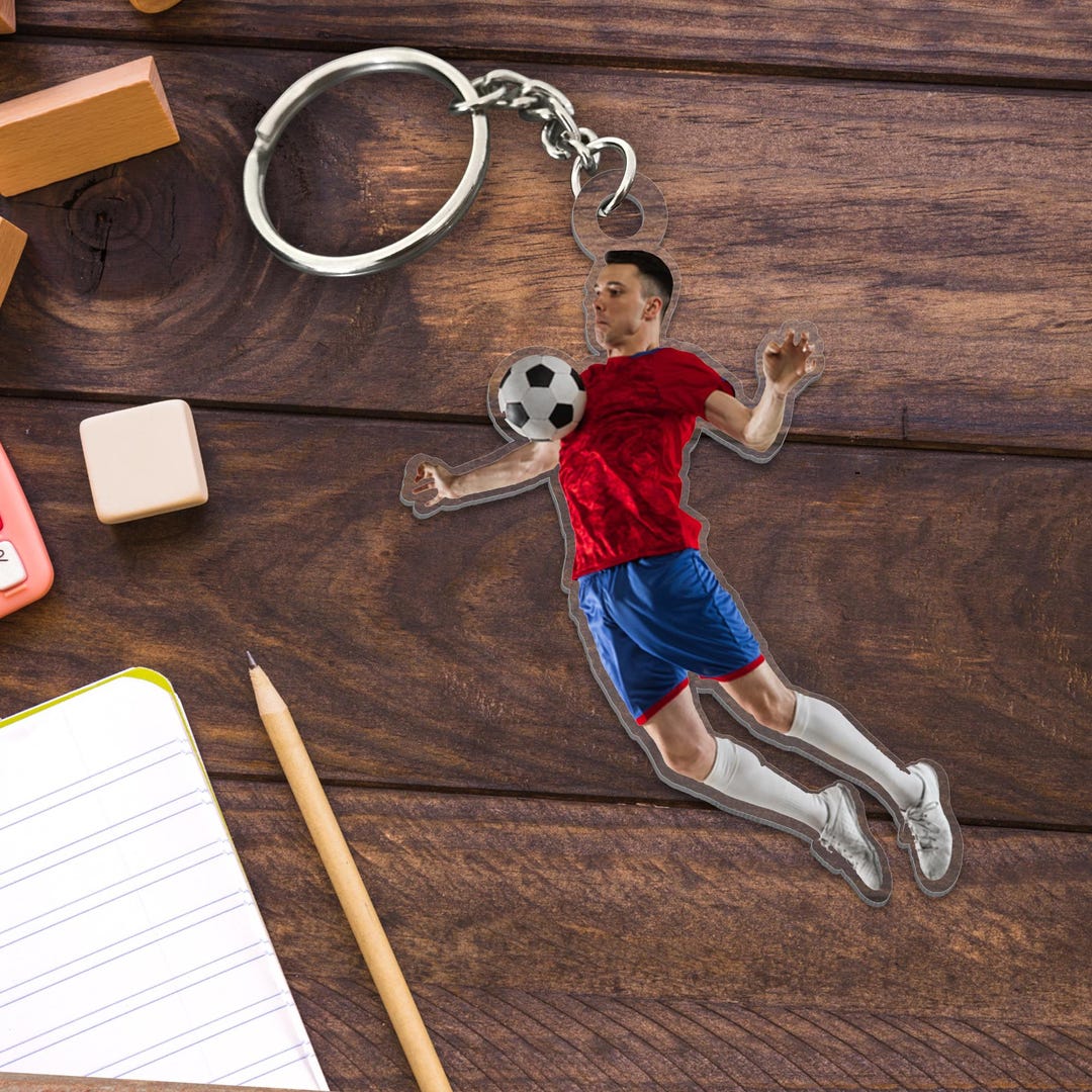 Soccer Keychain, Personalized Photo Soccer Shape Acrylic Keychain ...