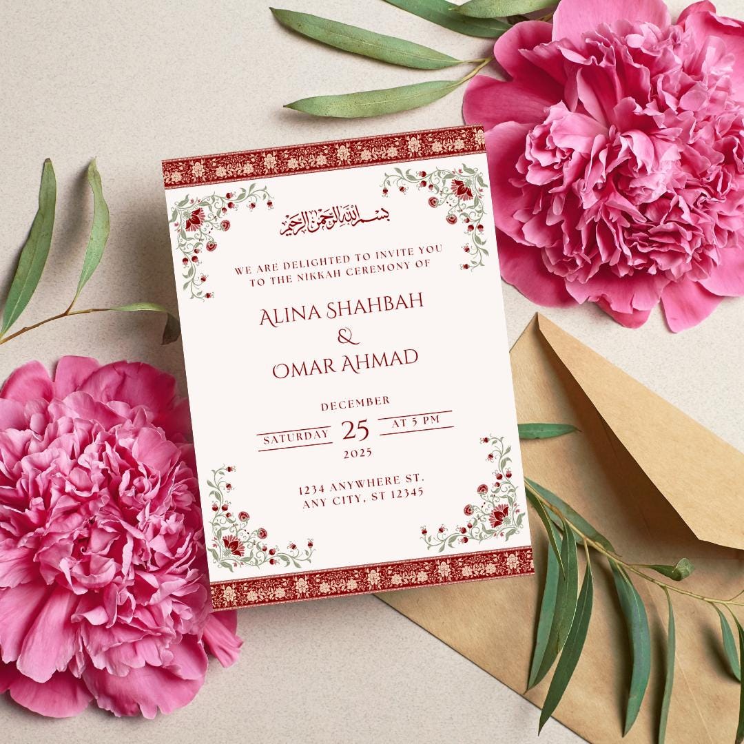 Islamic Wedding Invitation Template Download/print Outs Nikkah ...