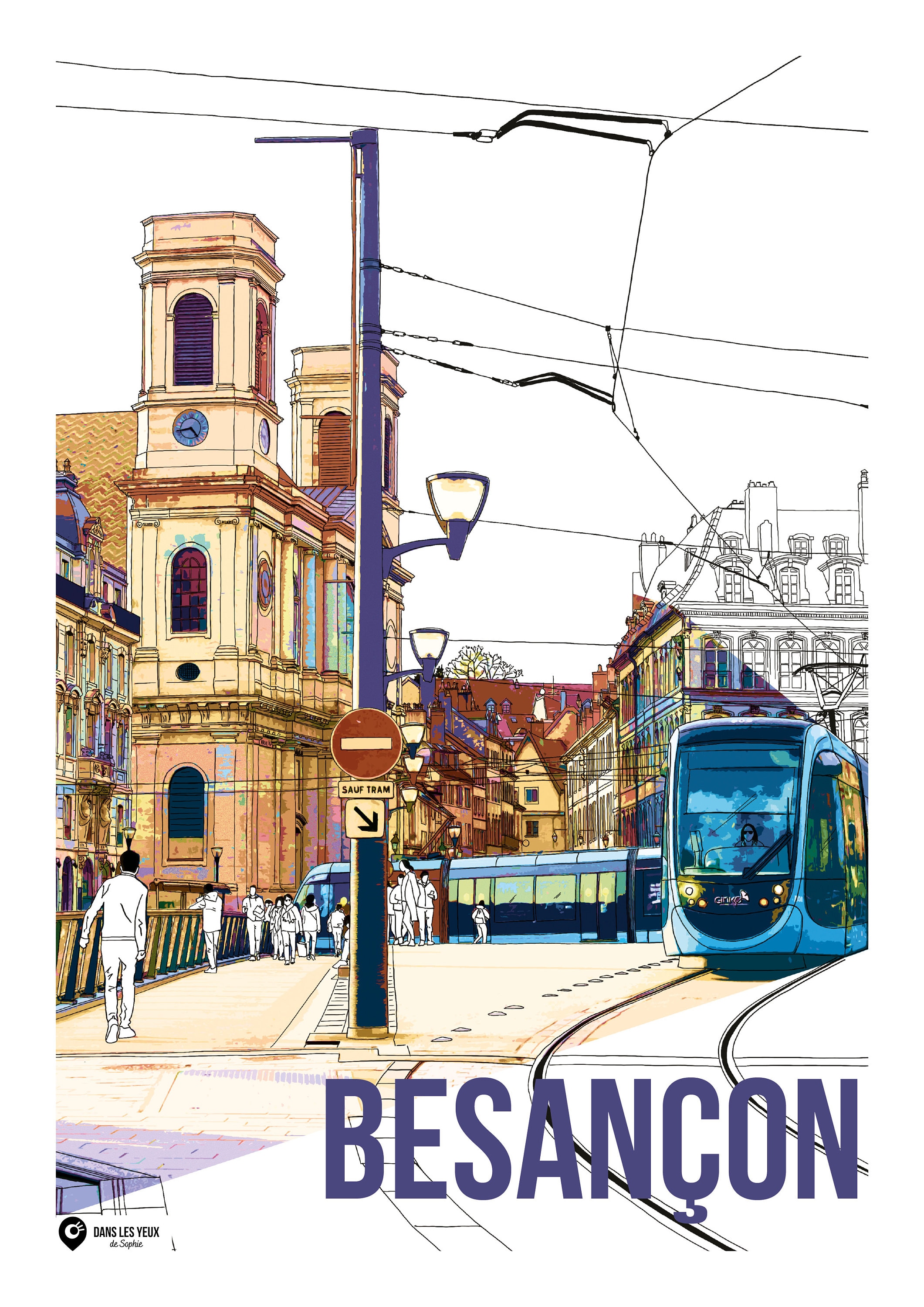 Affiche du centre ville de Besançon - Etsy France