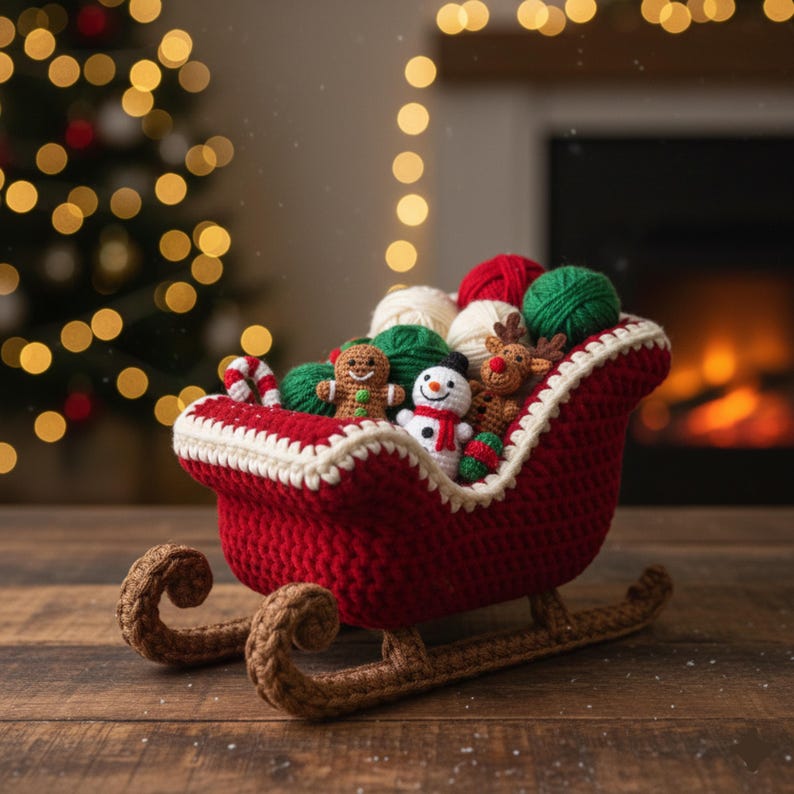 Crochet Sleigh Festive Crochet PDF Amigurumi Craft Fair Pattern Holiday ...