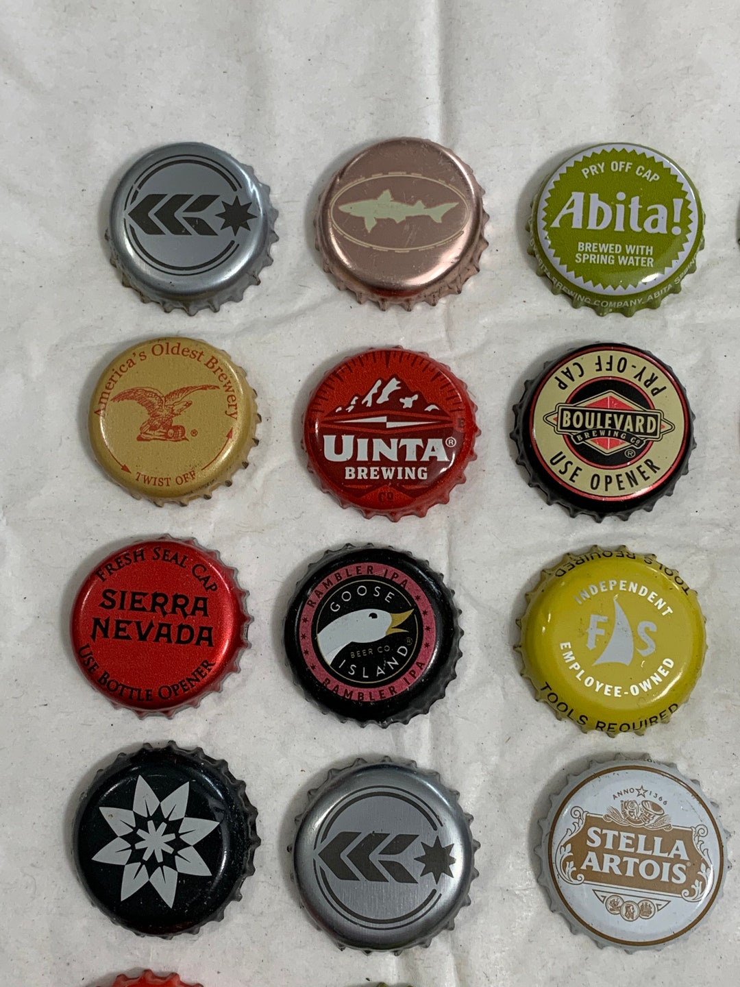 Beer Bottle Cap Magnets, 20 Refrigerator Magnets, Upcycled Bottle Caps ...
