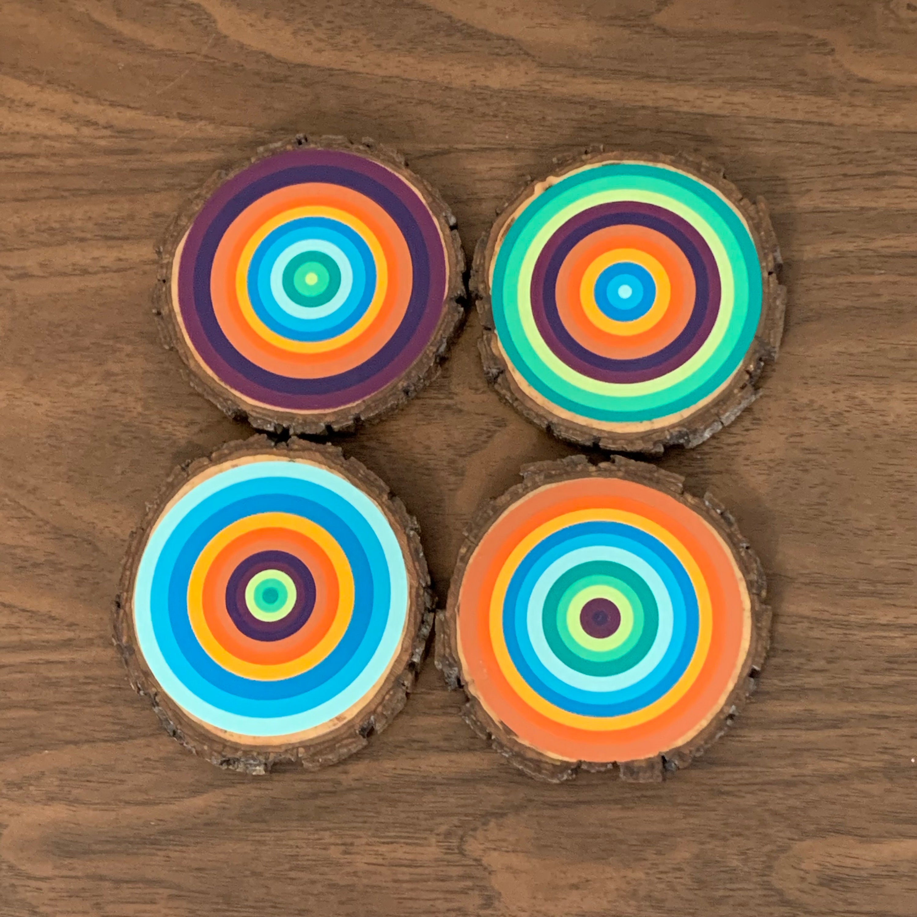 Custom Wood Slice Coasters Set of 4 Table Decor Painted Tree - Etsy