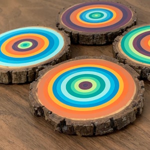 Custom Wood Slice Coasters Set of 4 Table Decor Painted Tree - Etsy