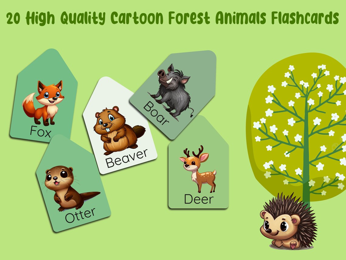 Forest Animals Flashcards, Cartoon Forest Animals Flashcards ...