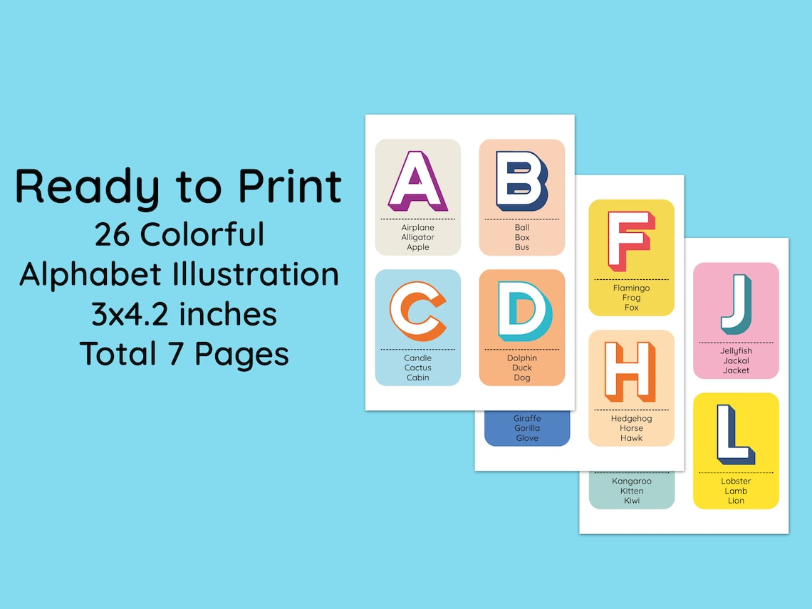 Colorful Alphabet Flashcards, Educational Alphabet Flashcards for Kids ...