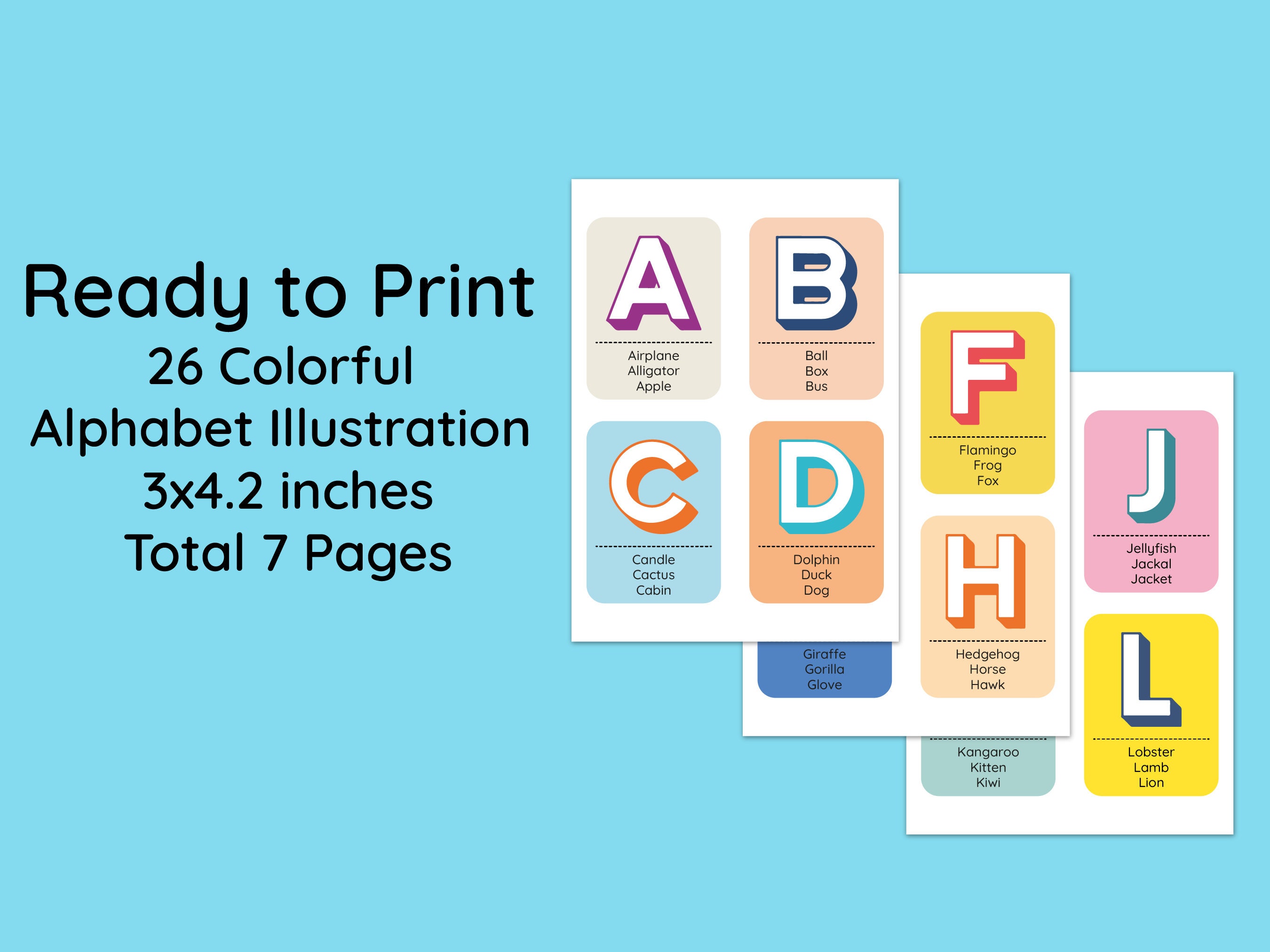 Colorful Alphabet Flashcards, Educational Alphabet Flashcards for Kids ...
