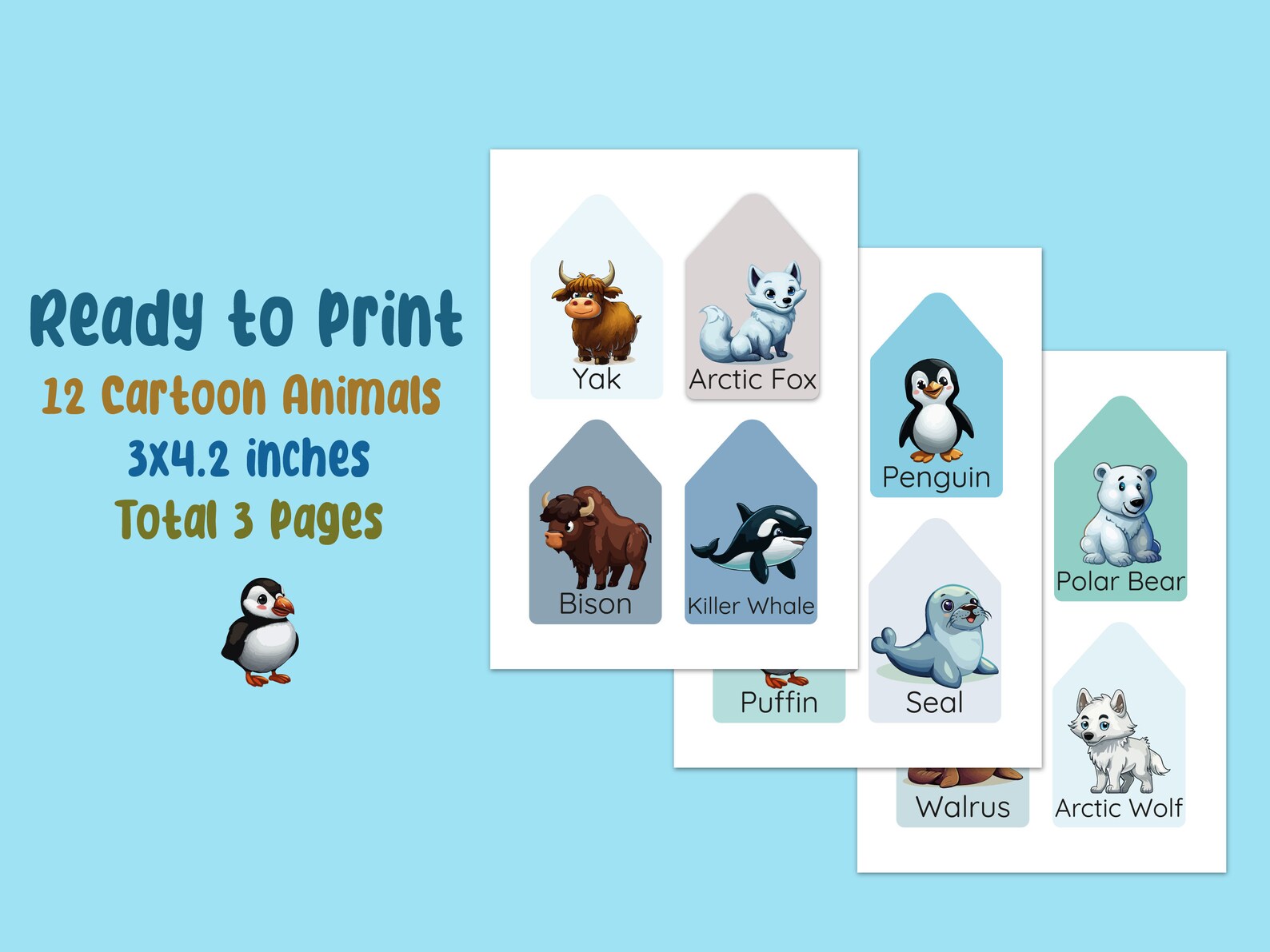 Arctic Animals Flashcards, Cartoon Arctic Animals, Illustrations Arctic ...