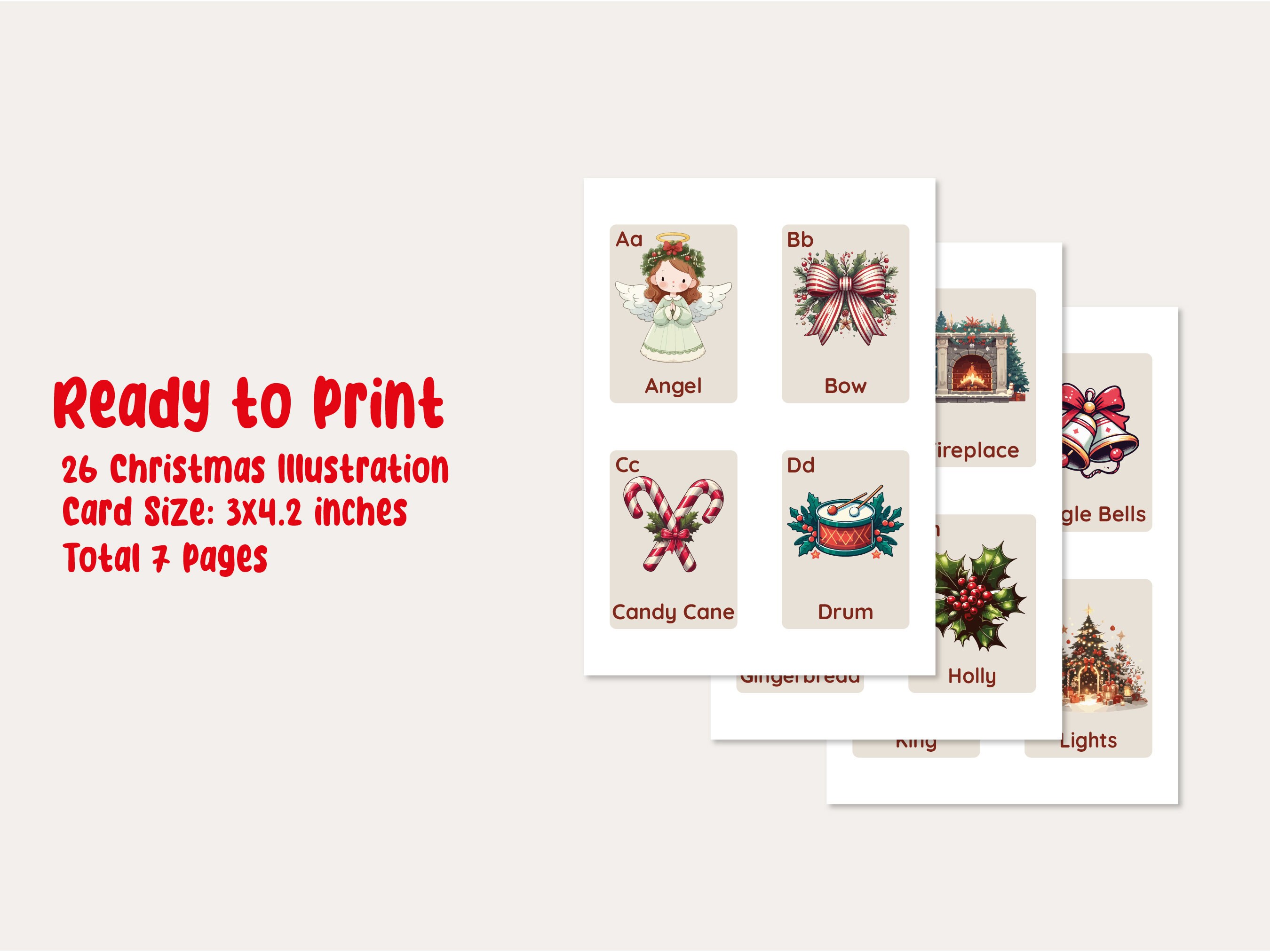 Christmas Alphabet Flashcards, Educational Christmas Alphabet ...