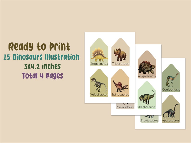 Dinosaurs Flashcards, Cartoon Dinosaurs Flashcards, Illustrations ...