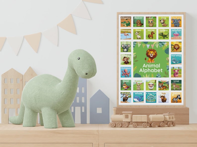 Animal Alphabet Poster, Educational Animal Alphabet Poster for Kids ...
