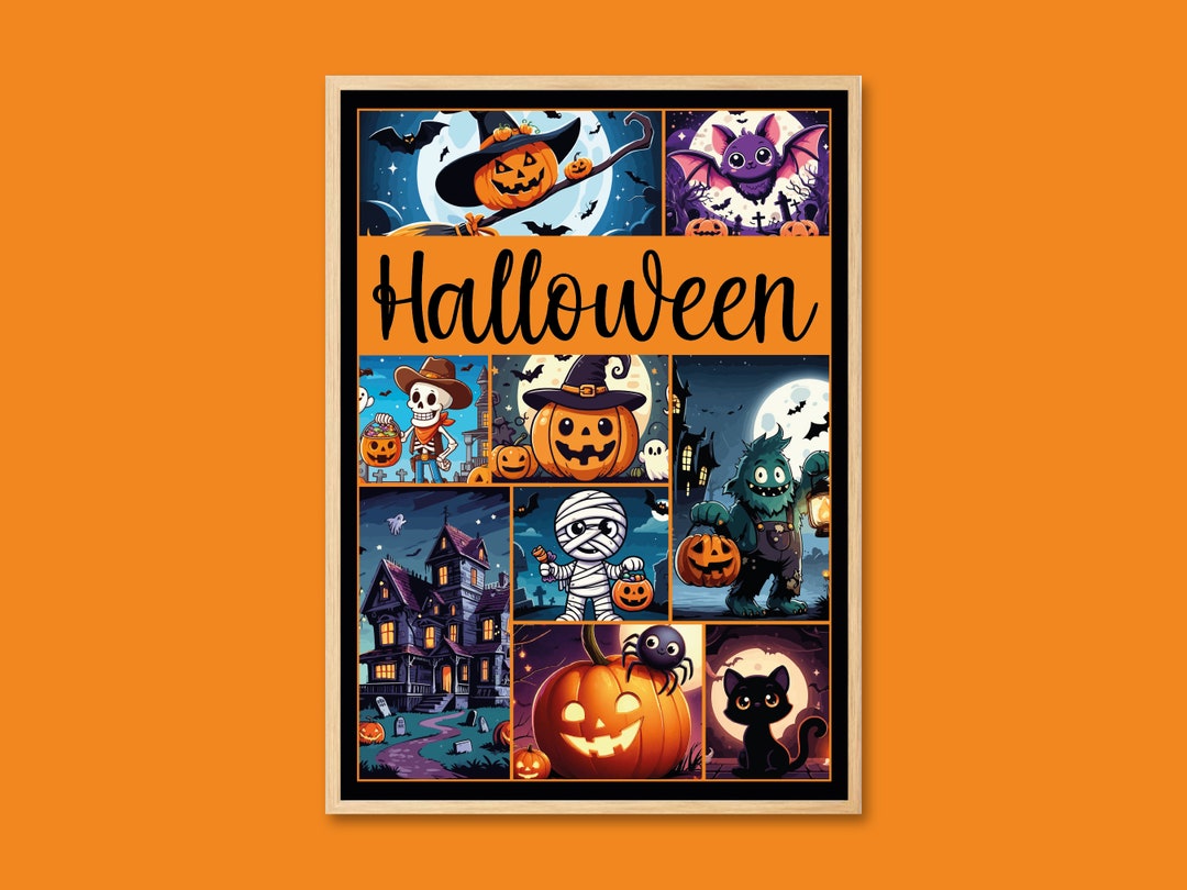 Halloween Poster Halloween Poster for Kids Halloween Cartoon - Etsy