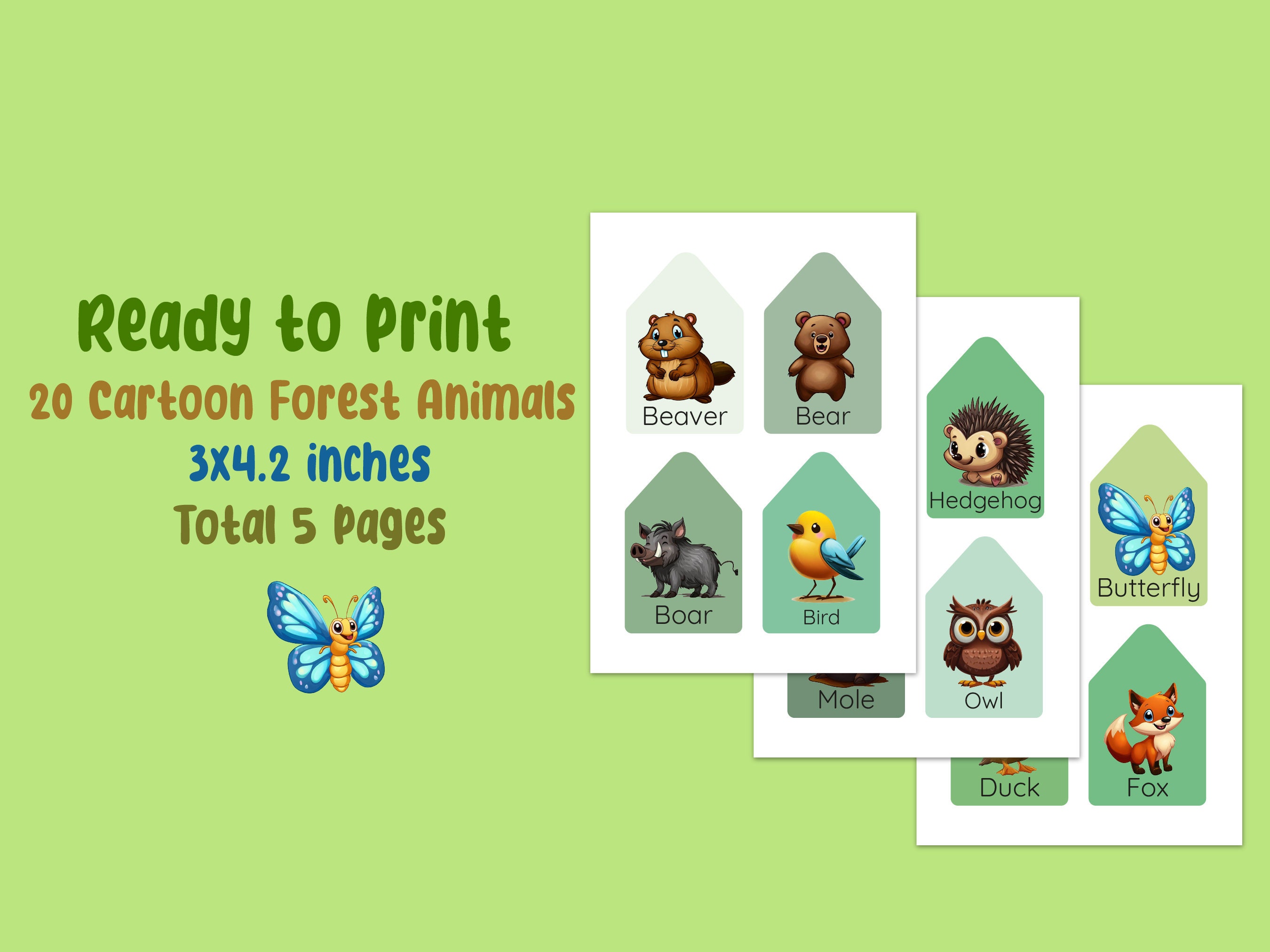 Forest Animals Flashcards, Cartoon Forest Animals Flashcards ...