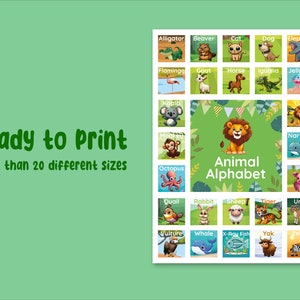 Animal Alphabet Poster, Educational Animal Alphabet Poster for Kids ...