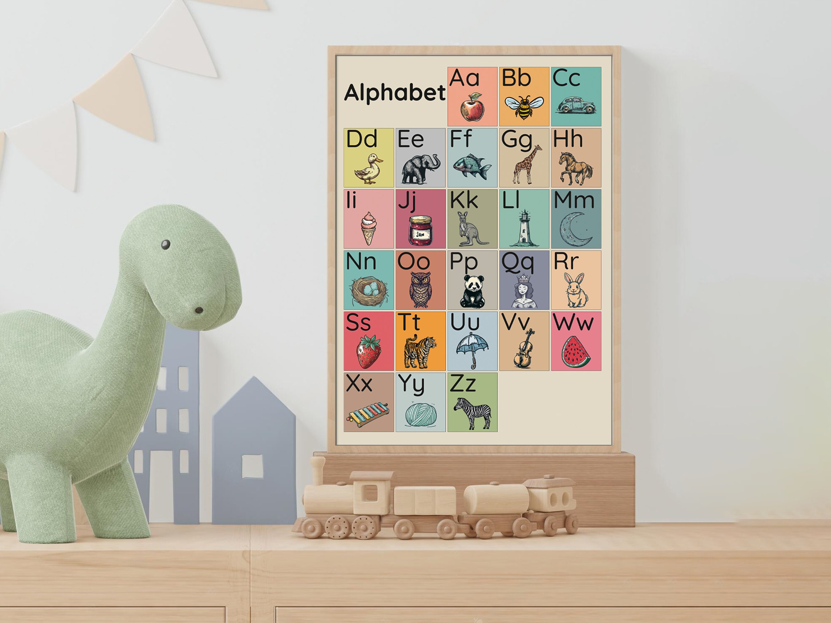 Alphabet Flashcards and Poster, Illustrated Alphabet Flashcards and ...