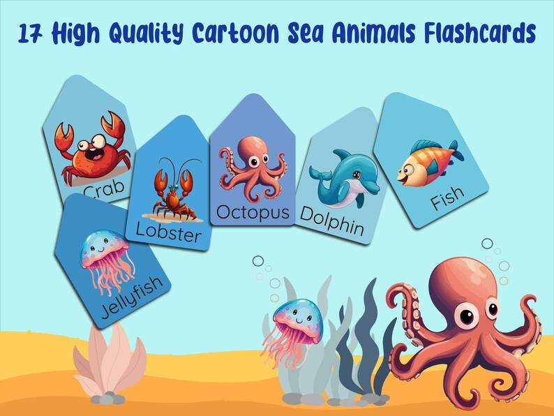 Sea Animals Flashcards, Illustrations Sea Animals Flashcards, Sea ...