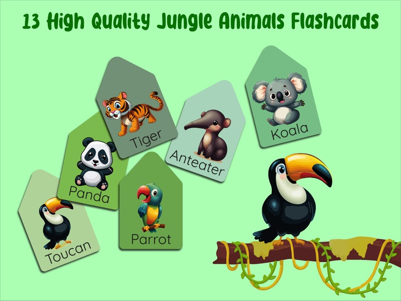 Jungle Animals Flashcards, Illustrations Jungle Animals Flashcards ...