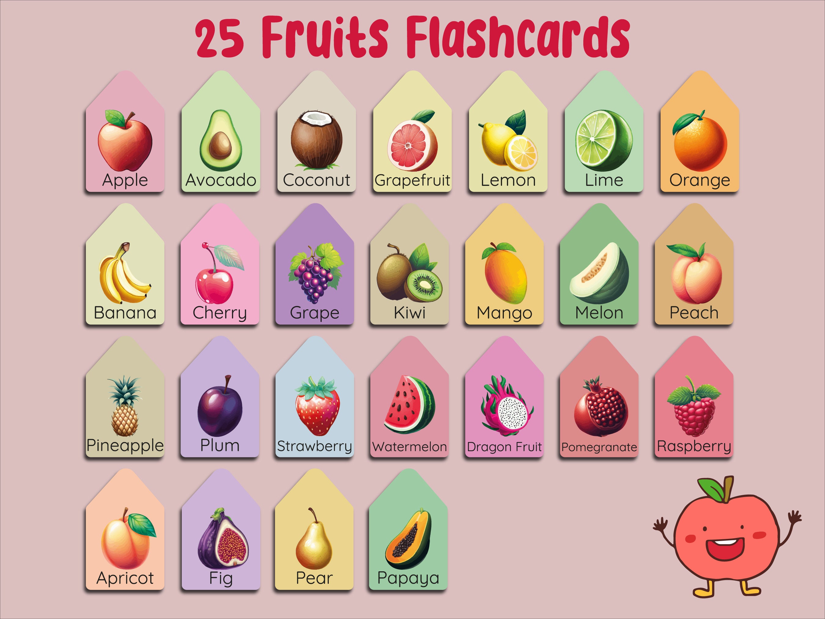 Fruits Flashcards, Illustrations Fruits Flashcards, Fruits Flashcards ...