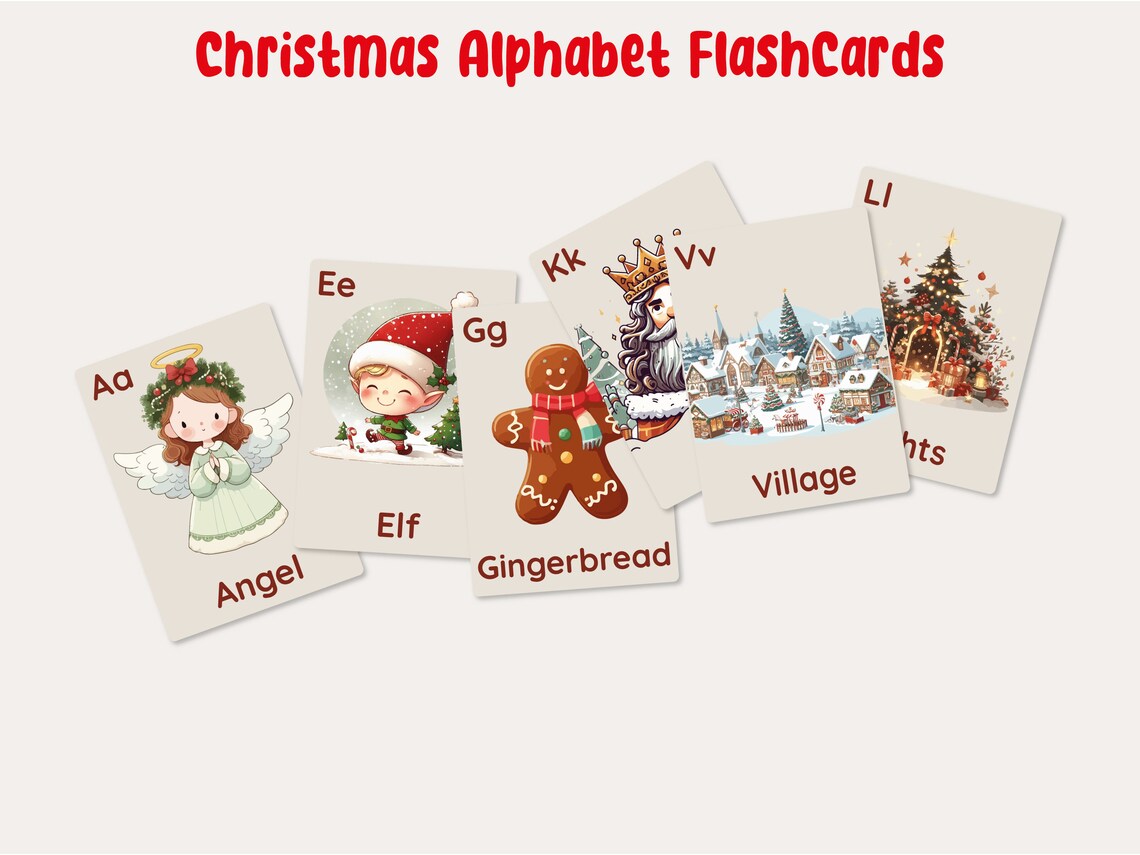 Christmas Alphabet Flashcards, Educational Christmas Alphabet ...