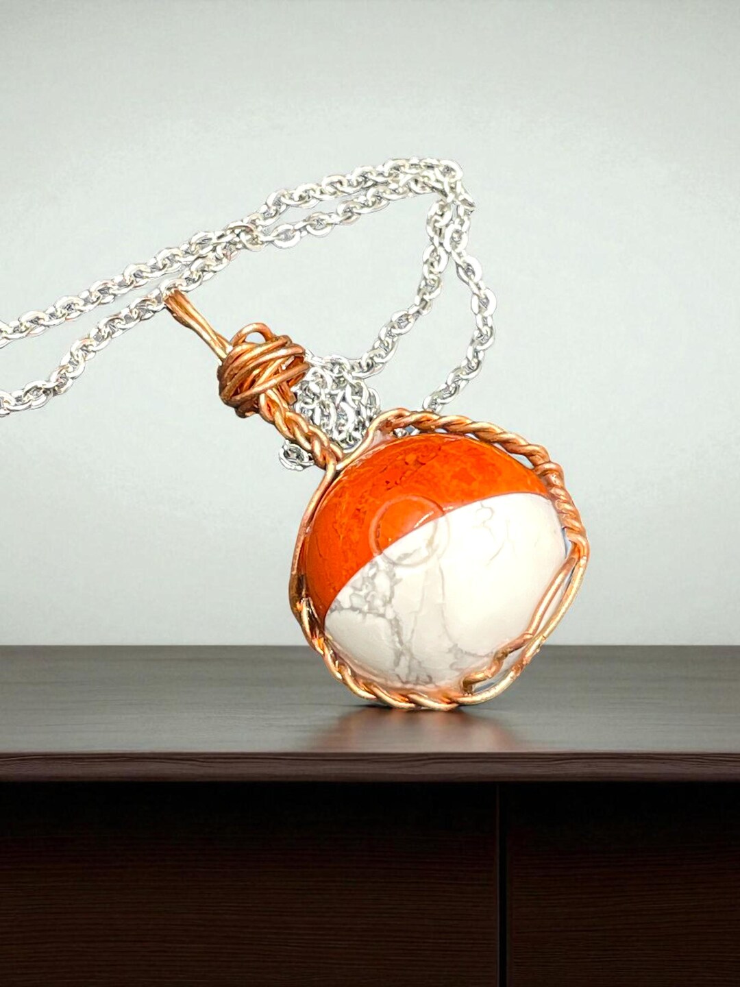 Pokeball Stone Necklace|nerd|jewelry|pokemon|copper - Etsy