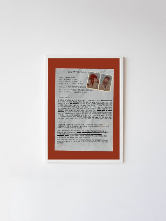 Taylor Swift Poster Red taylor's Version Merch | Etsy