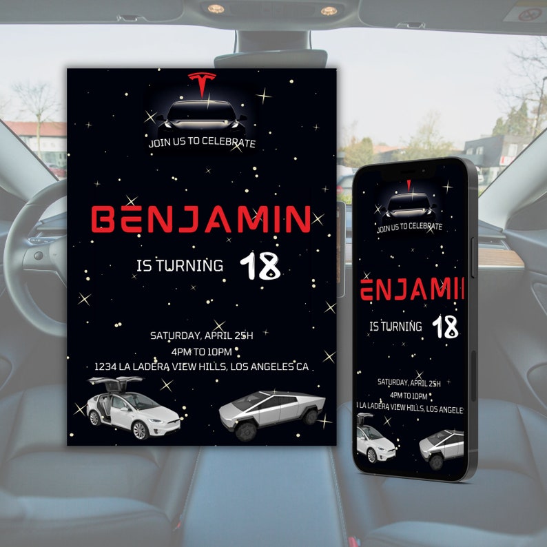 Tesla Birthday Invitation Tesla Love Party Party Invitation | Etsy
