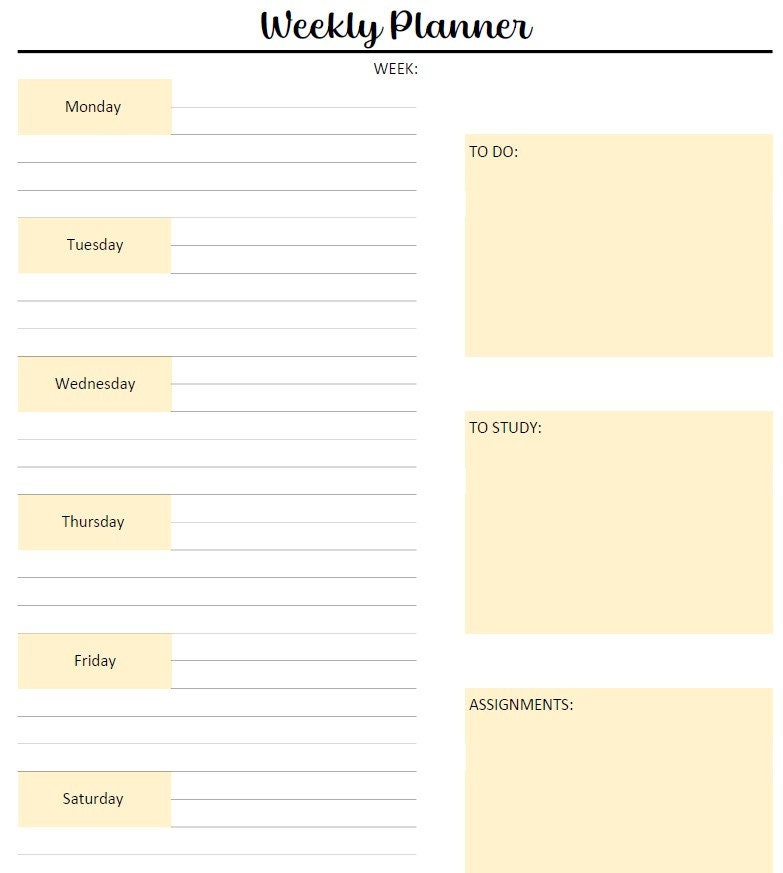 Student Academic Planner (digital Print Out) - Etsy