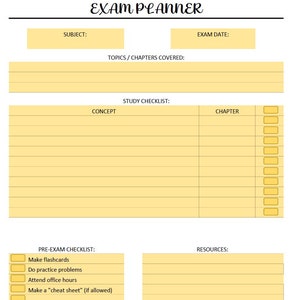 Student Academic Planner (digital Print Out) - Etsy