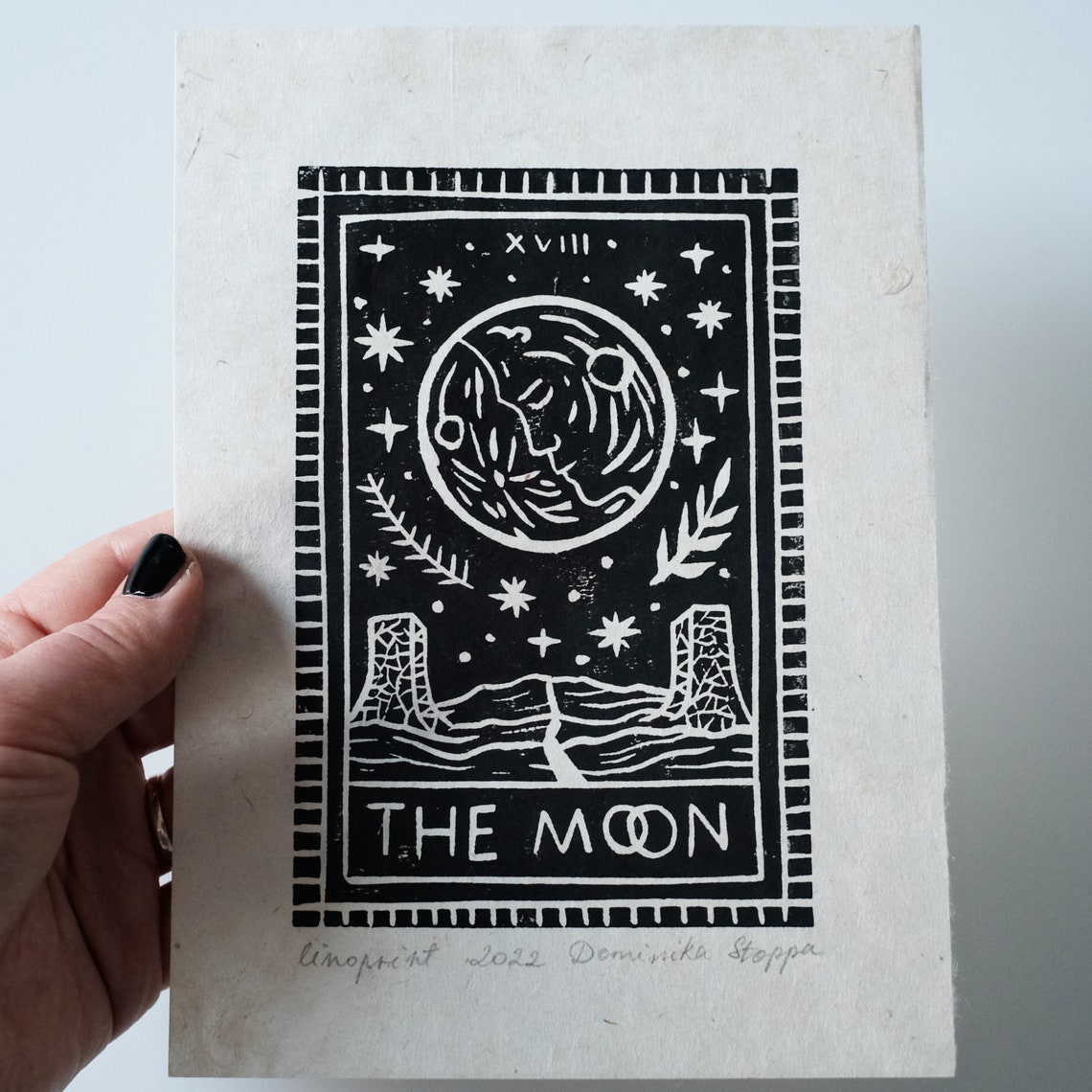 Tarot Inspired the Moon Original Hand-carved and Printed Linocut by Dee ...