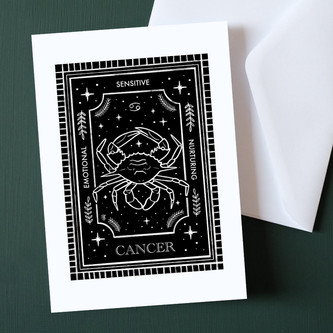 CANCER Zodiac Star Sign Frameable Greeting Card - Etsy