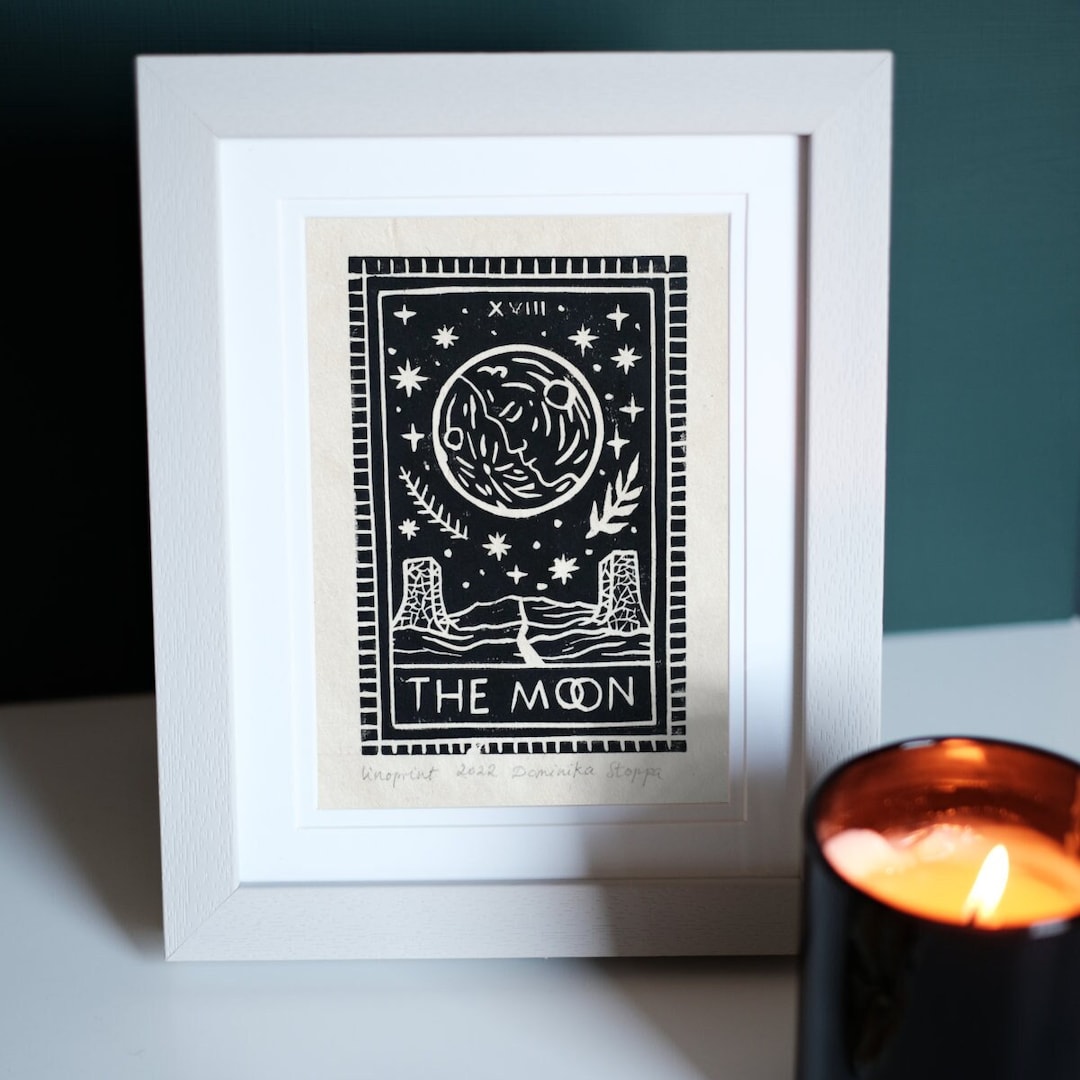 Tarot Inspired the Moon Original Hand-carved and Printed Linocut by Dee ...