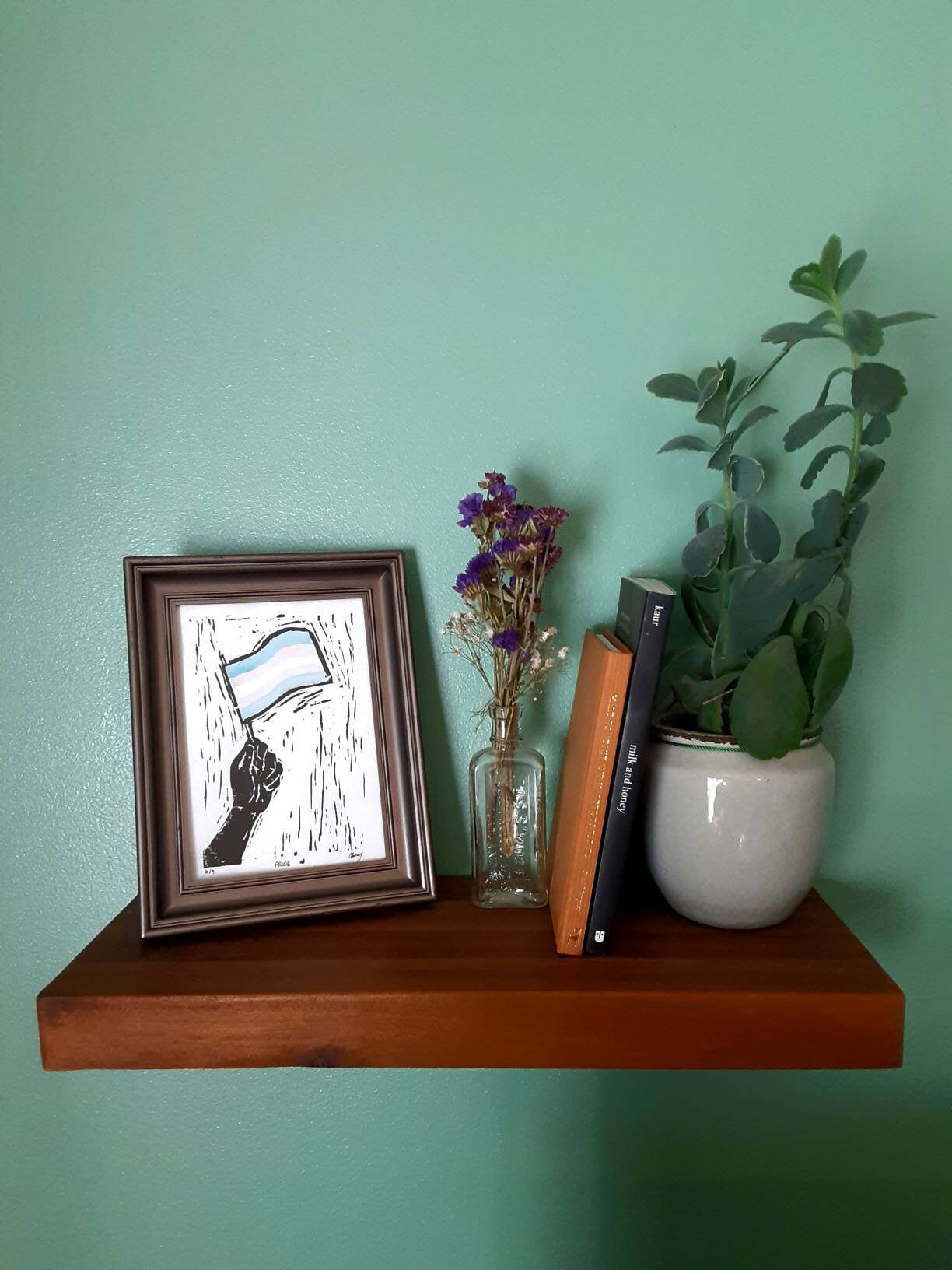 Pride Trans Pride Flag Transgender Art Décor Wall Art Linocut Print ...