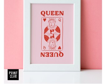Pink Queen of Hearts Poster - Etsy UK