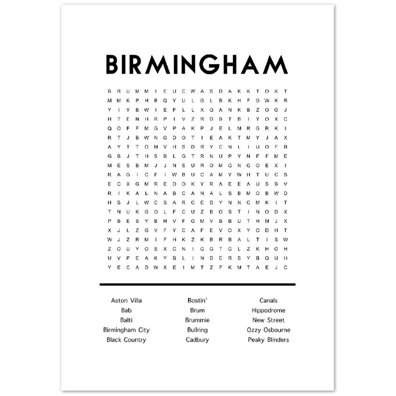 Birmingham Word Search Poster - Etsy