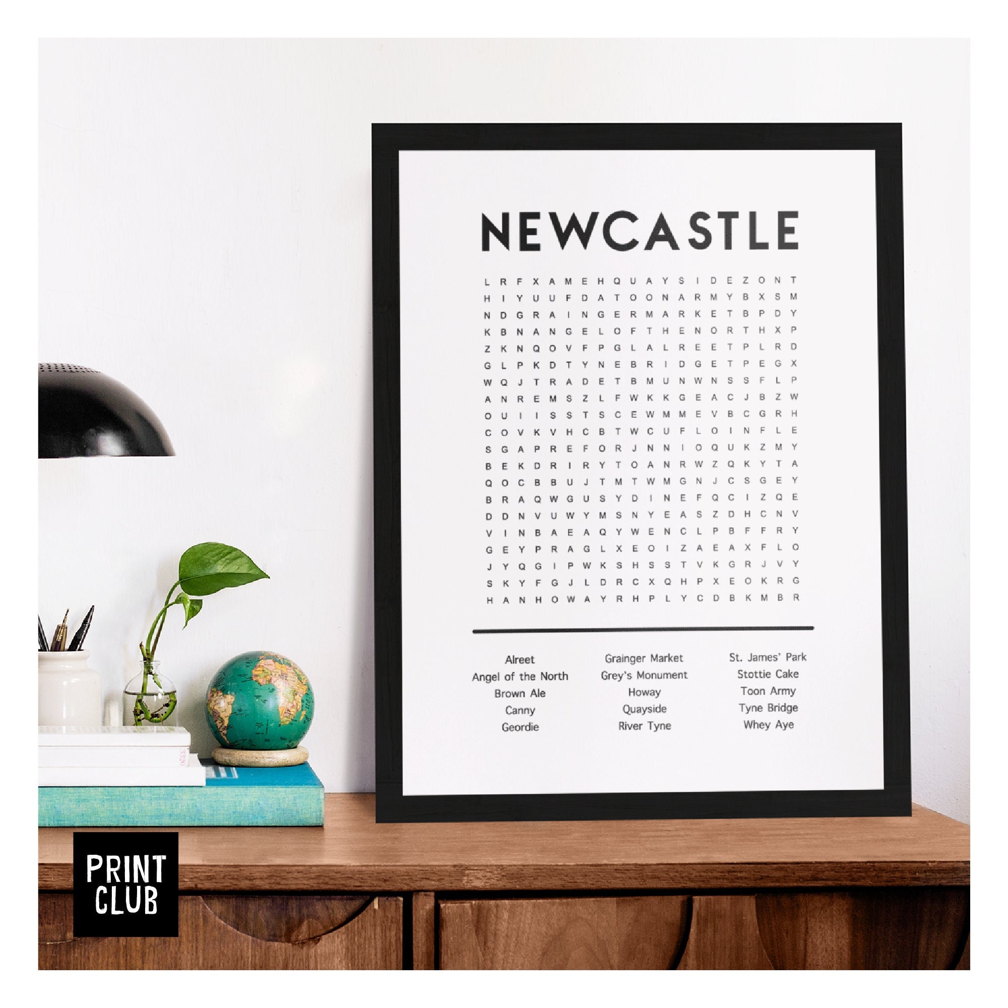 Newcastle Word Search Poster Newcastle Upon Tyne Art Print - Etsy