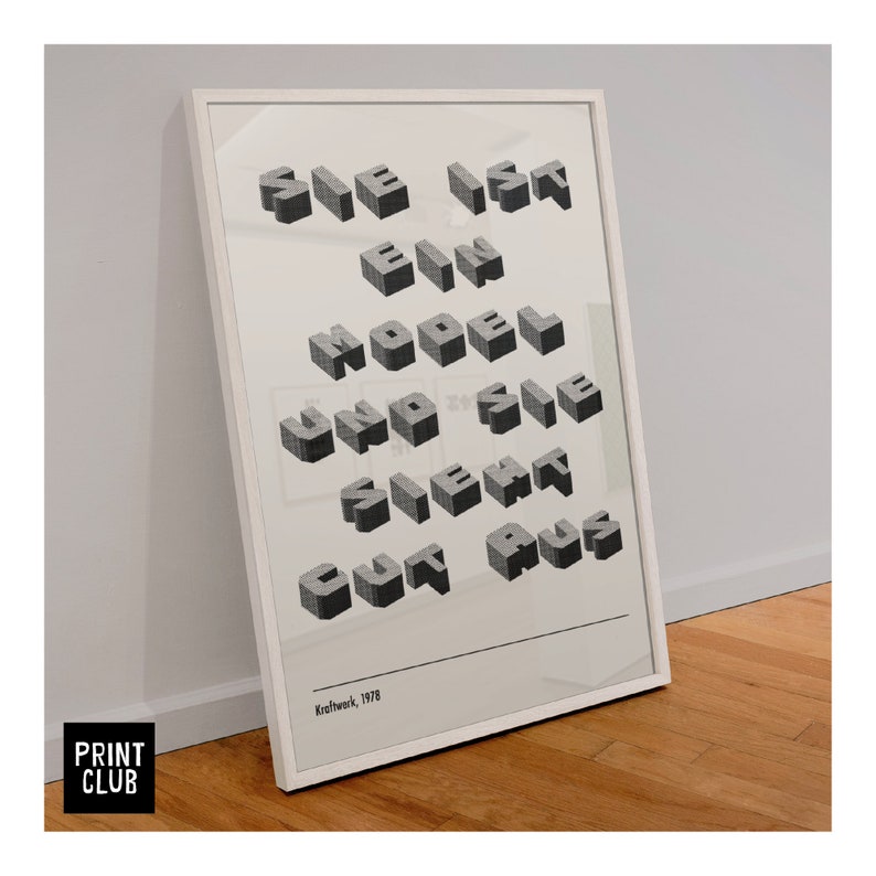 Das Model Poster the Model Lyrics Kraftwerk Lyrics Print Kraftwerk Art ...