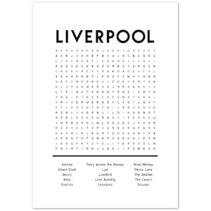 Liverpool Word Search Poster Liverpool Art Print River Mersey Scouse Phrases Poster - Etsy