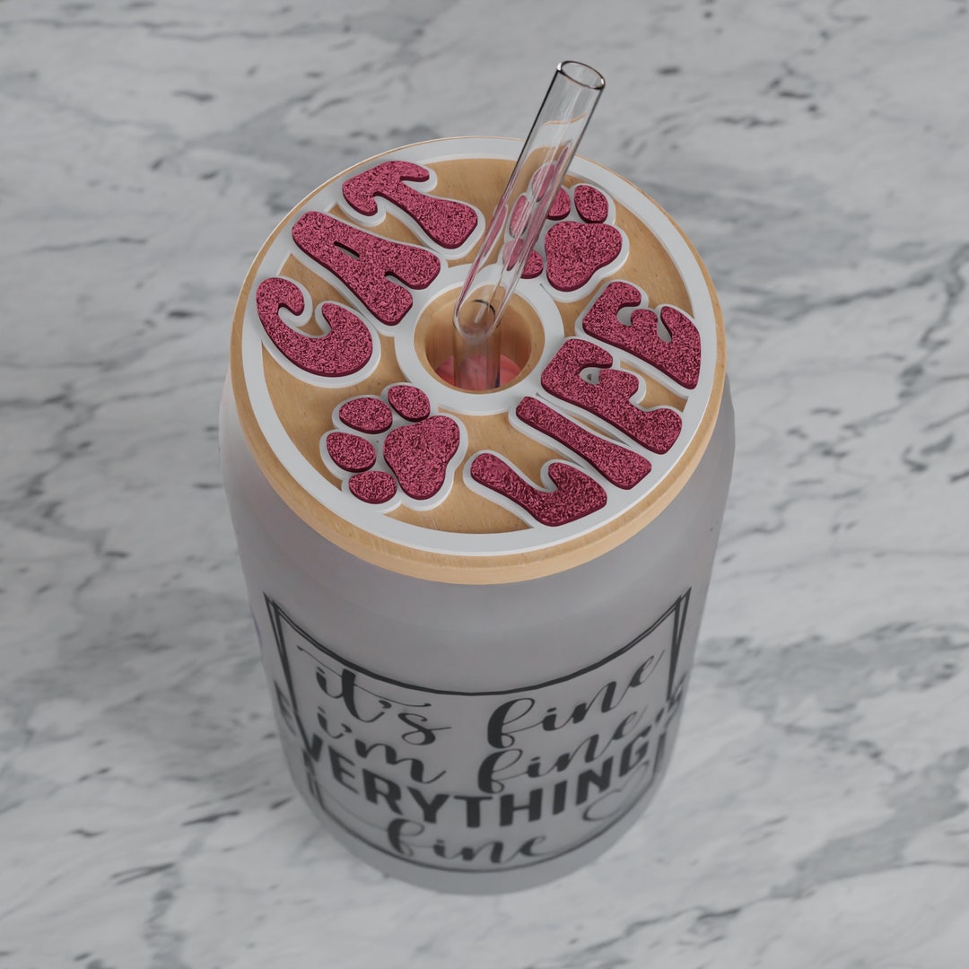 Cat Life Glass Can Topper Svg, Bamboo Lid Topper Svg, Libbey Can Lid ...