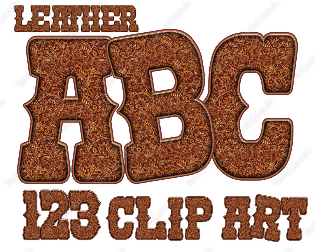 Tooled Leather Alphabet Png, Sublimation Clipart, Leather Font, Leather ...