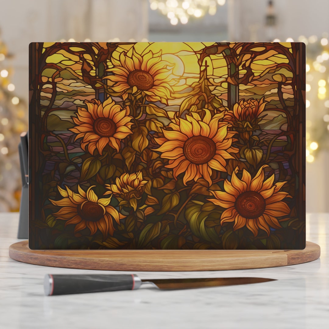 Cutting Board Sublimation Design, Sunflower Sublimation Png, Stained ...