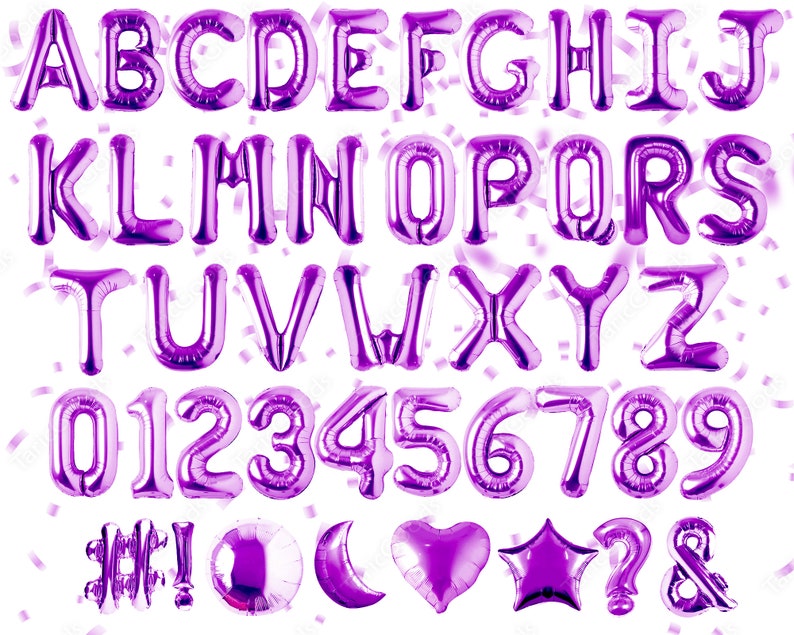 Foil Balloons Letters Numbers Png Purple Balloon Letters - Etsy