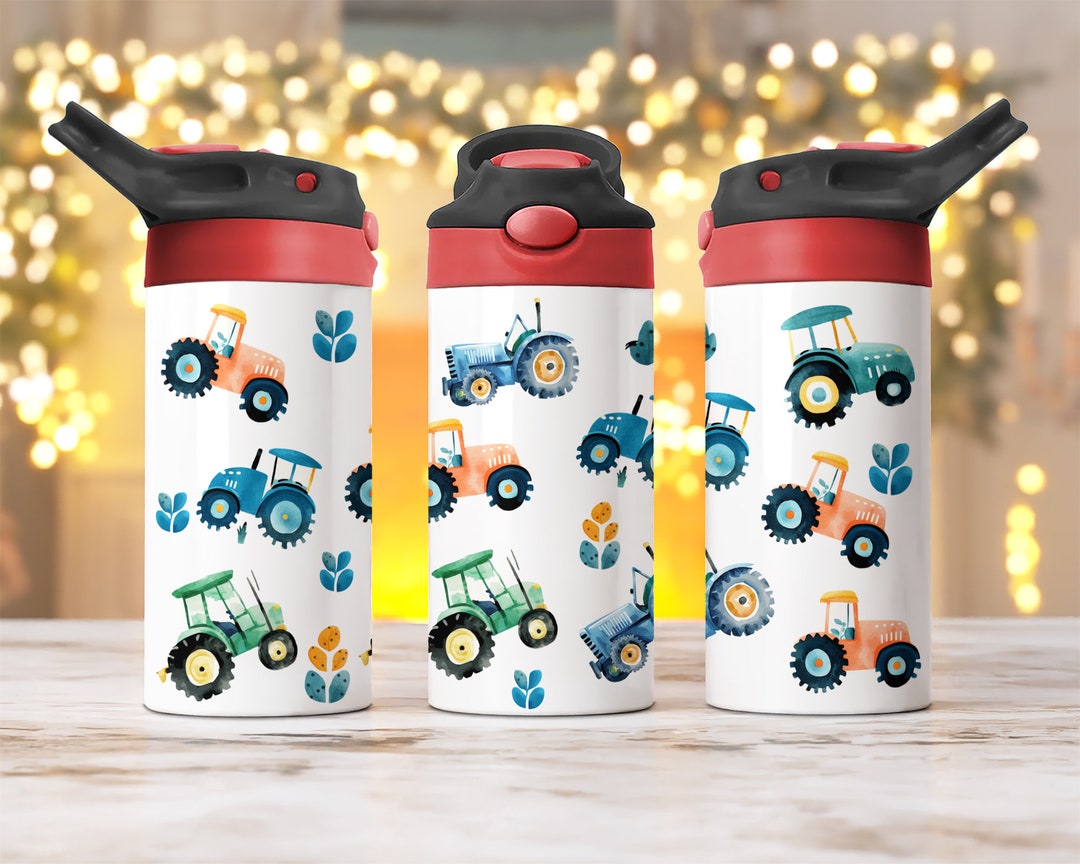 Kids Tractor Tumbler Wrap Design, 12oz Flip Top Sippy Cup Sublimation ...