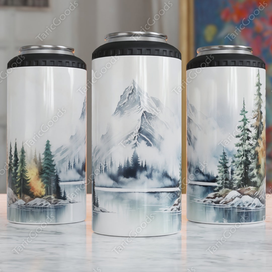 4in1 Can Cooler Wrap, Mountains 4in1 Can Cooler Sublimation Designs ...