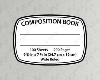 Composition Book Notebook Label SVG - Etsy